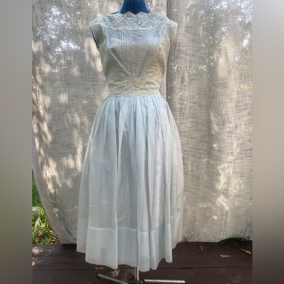 American Vintage | Dresses | 96s Vintage Pale Blue Lace Party Prom ...